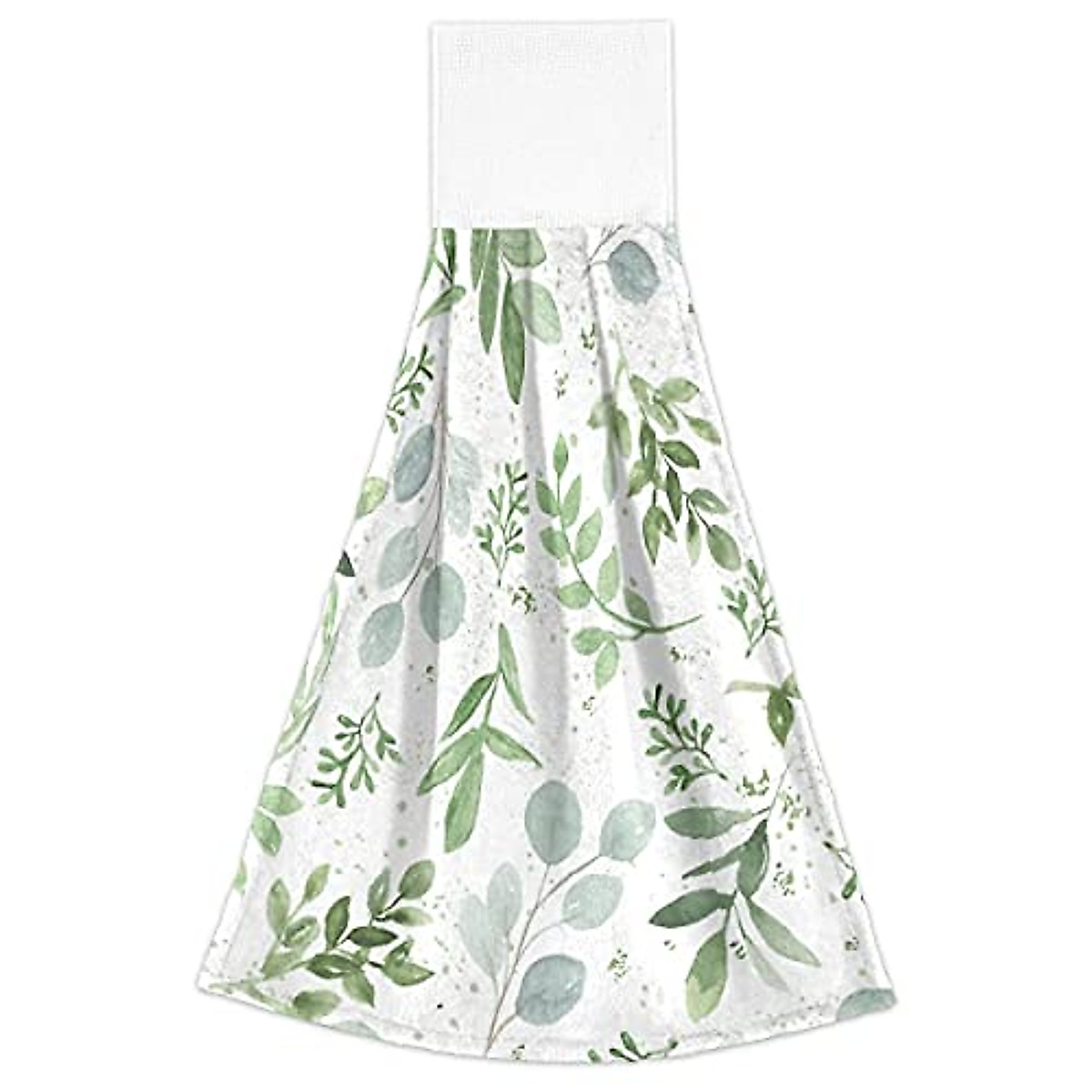 Giwawa Green Leaves Hand Towel 2 Pcs Soft Spring Leaf Hanging Towel High Absorbent Watercolor Plant Dish Towel Fast Drying Seasonal Leaves Hanging Tie Towels for Kitchen Bathroom Toilet Home 12x17in