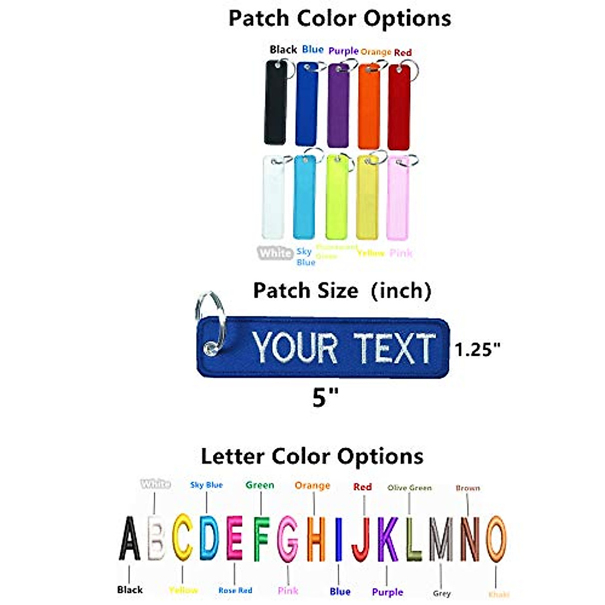 N A Custom Embroidery Keychain, Personalized Keychain 1 PC, Car Key Chains for Men Double Side, Cute Keychains for Women (Fabric)