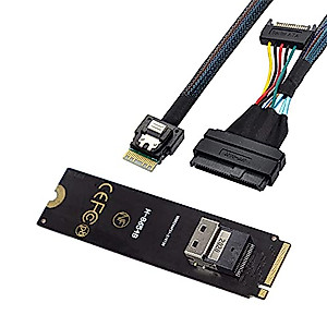 NFHK NGFF M-Key NVME to SFF-8654 Slimline SAS Card Adapter and U.2 U2 SFF-8639 NVME PCIe SSD Cable for Mainboard SSD