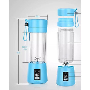 TITANFINITY Portable and Rechargeable Battery Juice Blender, Personal Size Blenders with USB Rechargeable, Mini Juicer Smoothie Blender Travel Size 380ML, Personal Blender for Shakes and Smoothies (Blue)