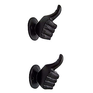 Rustic Weathered Cast Iron Thumbs Up Wall Hooks, Unique Home Décor, Set of 2, 4.5 Inches (Black)