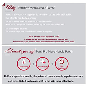 PATCH PRO Micro Eye Patch Hyaluronic Acid Fine Lines, Puffy Eyes, Forehead Lines Microneedle length 0.25mm Patches 4 Pairs
