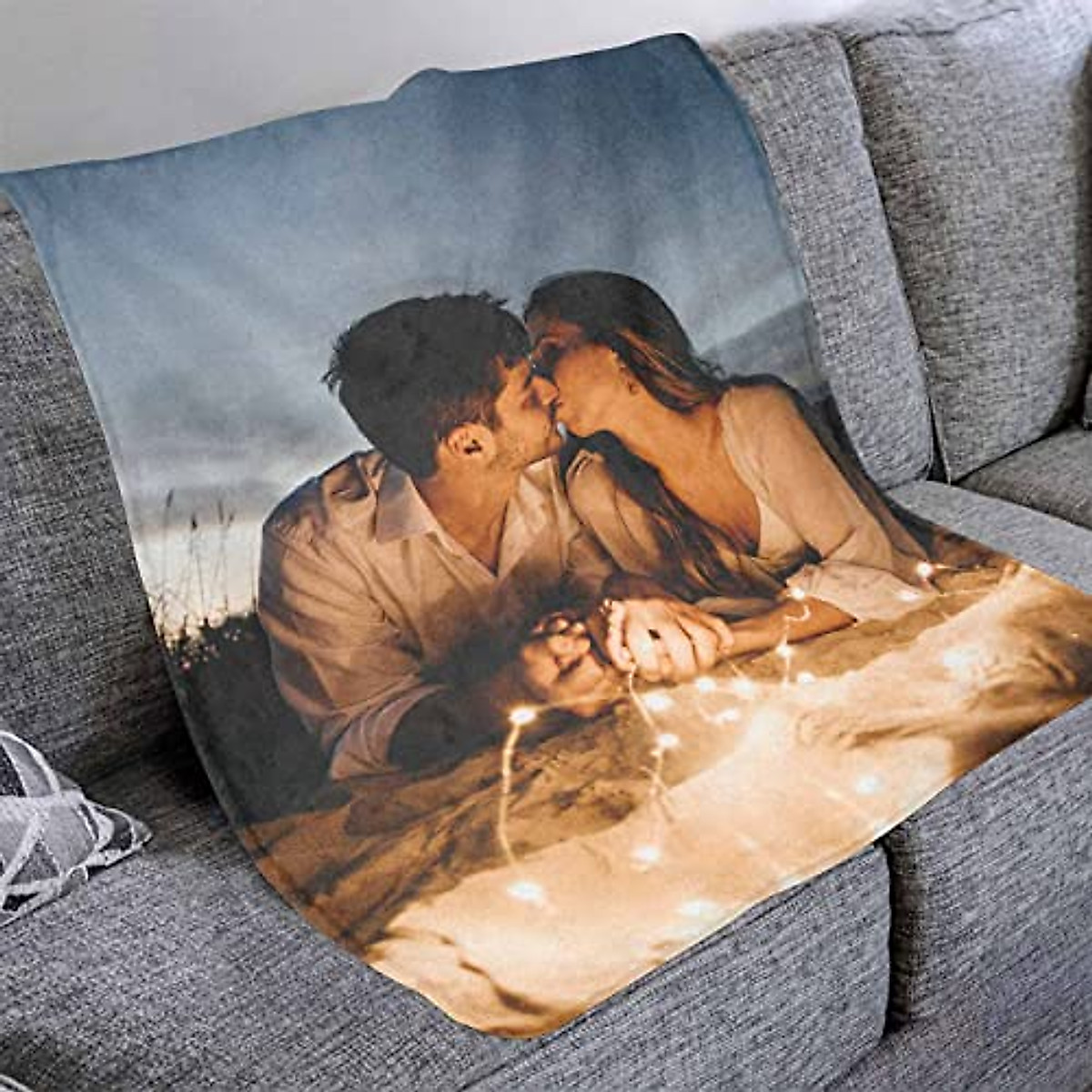 YESCUSTOM Personalized Blanket with Photo Text Custom Throw Blanket Using My Own Pictures for Christmas Family Mom Dad Dog Sisters Friends Besties Grandma Wife