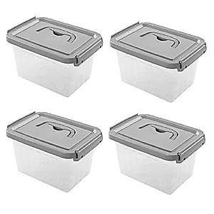Ggbin 3.5 Quart Latch Storage Box, 4 Packs, Small Plastic Bin with Lid, F