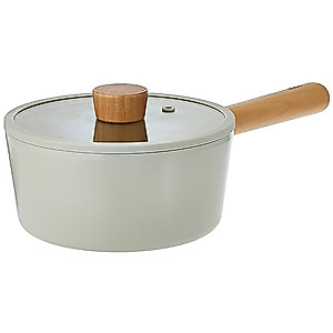 NEOFLAM FIKA Sauce Pan for Stovetops and Induction | Wood Handle and Glass Lid | Made in Korea (7" / 1.7qt)