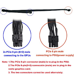 COMeap PCIe Cable for Seasonic PSUs, PCIe 8 Pin Male to Dual PCIe 8 Pin (6+2) Male Power Adapter Splitter 25-inch+9-inch (63cm+23cm)