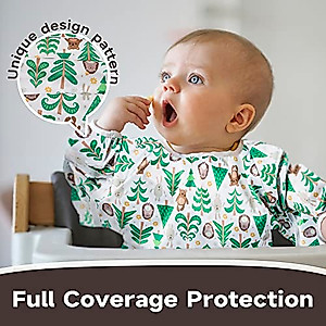 Paw Legend Long Sleeve Baby Bibs - No Leak Bibs for Baby Boy/Girl - Toddler Bib for Eating (6-24 Months) with Pocket, Smock, Hedgehog