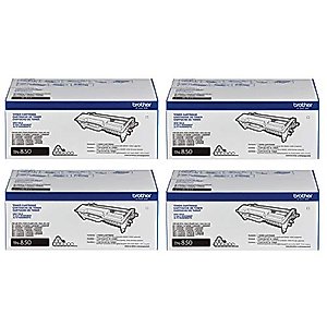 Brother Genuine High Yield Black Toner Cartridge 4-Pack, TN850, Replacement Black Toner, Page Yield Up to 8,000 Pages Each