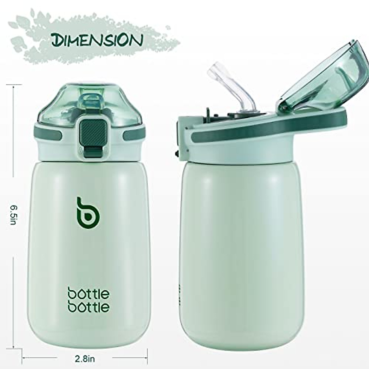 BOTTLE BOTTLE Kids Water Bottles for School 12 oz Stainless Steel Water bottle with Leak Proof Lid Double Wall Vacuum Kids Insulated Water Bottle Keeps Hot and Cold Best Gift Back to School (green)