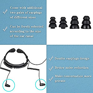 Retevis ETK007 Adjustable Throat Mic Walkie Talkie Headset, Compatible RT22 RT21 H-777 RT68 RT22S RT19 Walkie-Talkie, 2 Way Radio Headset with Finger PTT Two Earplugs, for Cycling(1 Pack)