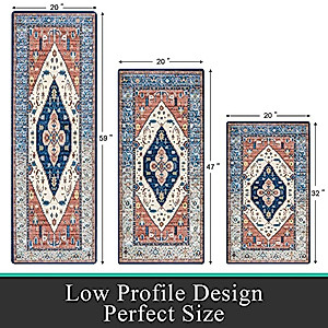Pauwer Boho Kitchen Rugs Sets of 3 Farmhouse Kitchen Runner Rugs and Mats Non Skid Washable Kitchen Mats for Floor Cushioned Waterproof Kitchen Floor Mat Laundry Room Area Rug Runner Carpet
