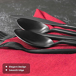 Alata Cube Black 20-Piece Forged Silverware Set Stainless Steel Flatware Set,Service for 4,Matte Satin Polished Cutlery Set,Dishwasher Safe