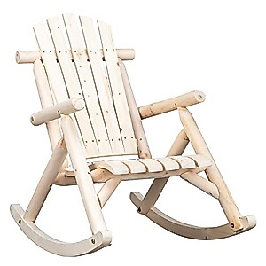 Garden Outdoor Wooden Rocking Chair, Outdoor Adirondack Rocker Chair, Indoor/Outdoor Wood Rocking Chair, Outdoor Wooden Porch Rocking Bench, with Armrest, for Patio, Balcony, Poolside (Natural)