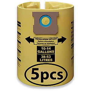 Fits Shop Vac Bags 10-14 Gallon Type I 90672 - Type F 90662 VF2005 - Reinforced ShopVac Filter Bag (5 pcs)