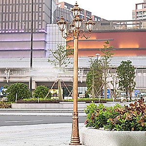 High Pole Street Lamp 5-Lights Outdoor Pillar Post Lantern IP55 Waterproof Rainproof Landscape Lighting Retro Post Light Driveway Pathway Aluminum Column Lamp