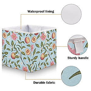 Kigai Lemon Peach Cube Storage Bins - 11x11x11 In Large Foldable Storage Basket Fabric Storage Baskes Organizer for Toys, Books, Shelves, Closet, Home Decor