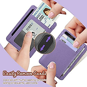 Giantree RFID Blocking Credit Card Case Holder, Slim Credit Card Sleeves ID Case Leather Wallet Coin Identity Credit Card Holder for Women Men(Purple)