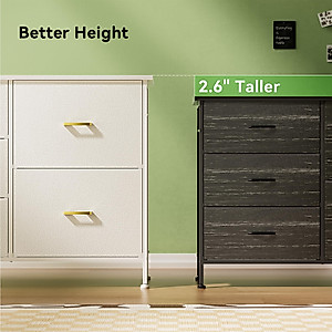 YILQQPER Dresser for Bedroom with 5 Drawers, Dresser TV Stand for 45" TV, Wide Bedroom Dresser Storage Organizers, Fabric Chest of Drawers, Dresser for Living Room, Closet, White