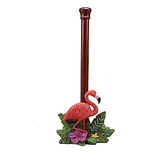 Ebros Gift Tropical Birds of Paradise Graceful Pink Flamingo Kitchen Dining Paper Towel Holder Dispenser 15" High Home Accent Western Decorative Figurine Dinner Table or Bar or Countertop Centerpiece