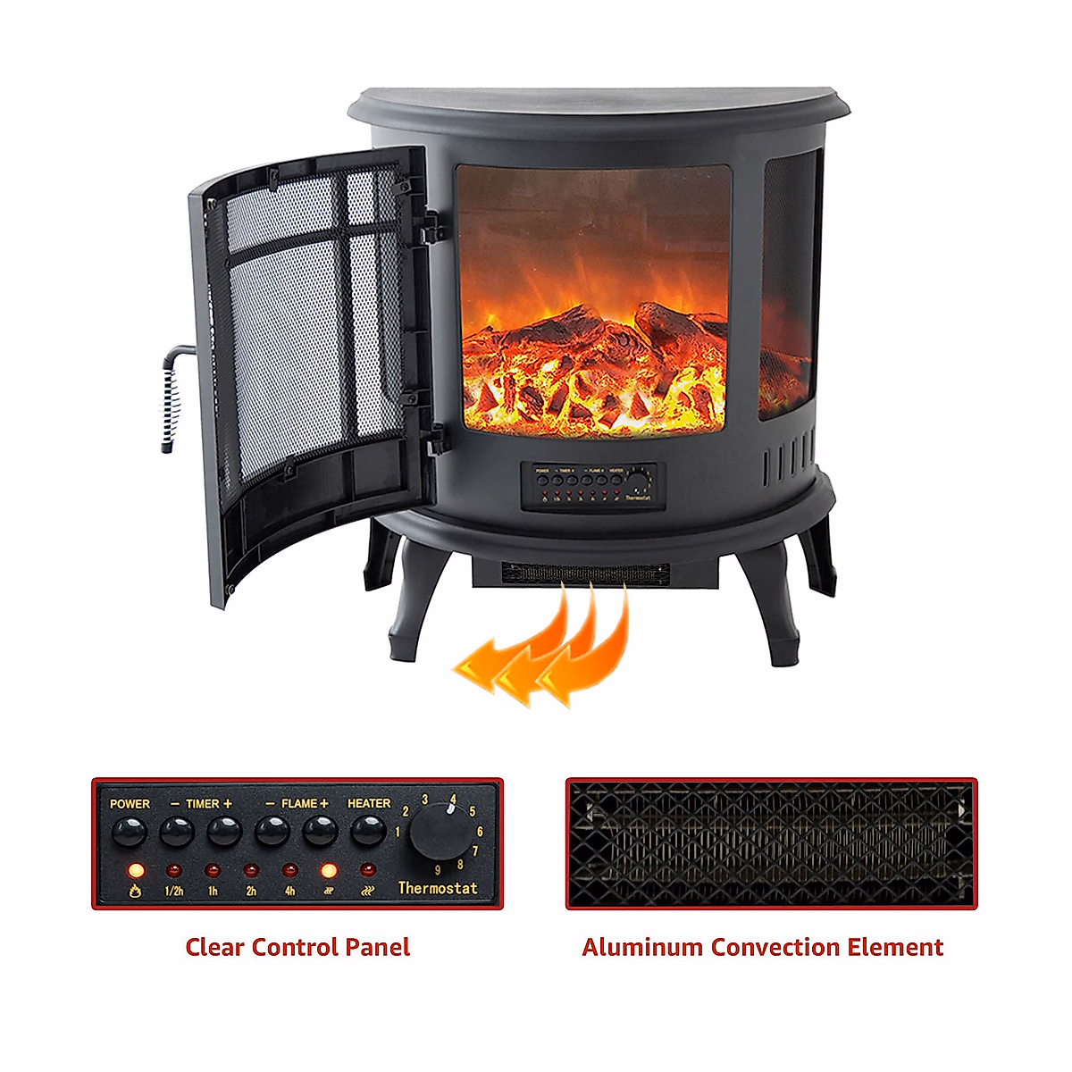 FLAME&SHADE Electric Fireplace Stove for Indoor use, 25 inch Portable Freestanding Space Heater with Remote