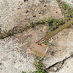 YARNOW Moss Removal Deck Crevice Tools Grout Brush Cleaner Wire Brush with Scrapers Decking Cleaner Remover for Cracks Paver Bricks Flagstone