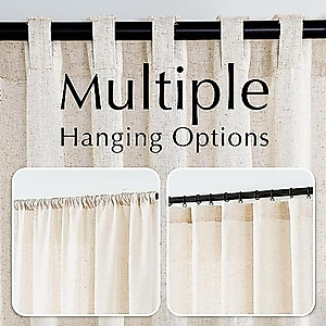 jinchan Linen Beige Curtains 84 Inches Long for Living Room Farmhouse Rod Pocket Back Tab Light Filtering Window Drapes for Bedroom Curtains Crude 2 Panels