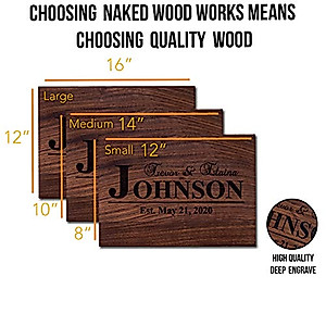 Personalized Wedding Anniversary Cutting Board, Handmade in The USA by Naked Wood Works Sizes from small to Very large! Makes for a Great Christmas Gift - Wedding Gift - Anniversary Gift