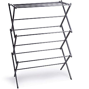 BINO | 3 Tier Foldable Drying Rack - Silver| Lightweight Steel Design, Easy Setup & Storage | Portable Steel Design | Laundry Drying Rack | Home Essential