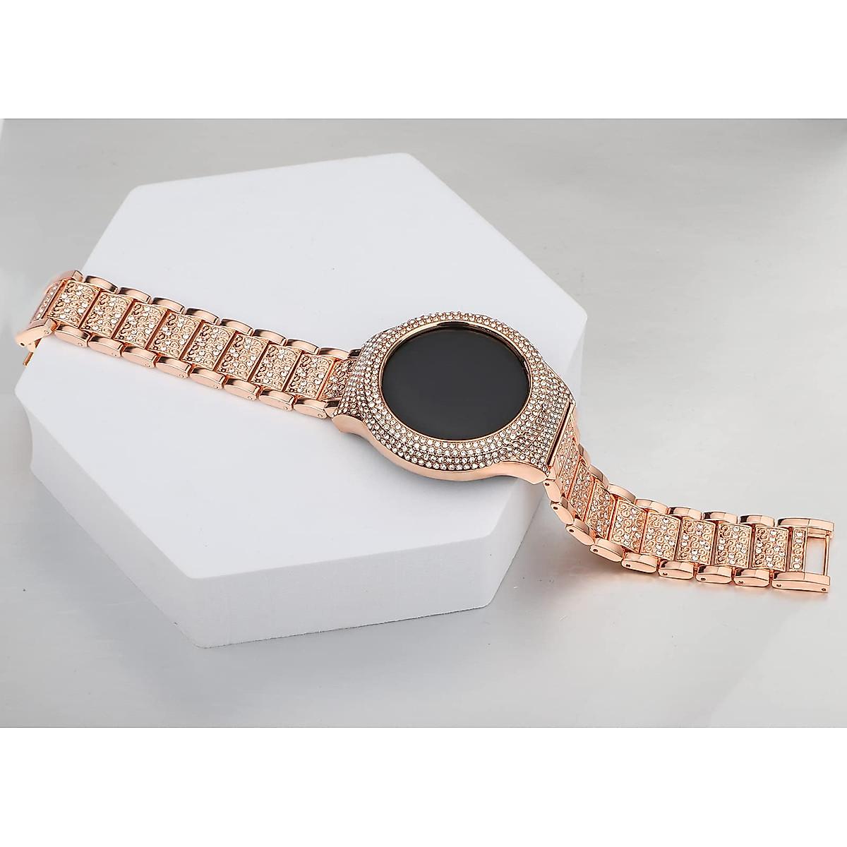 Mtozon Bling Bands Compatible with Google Pixel Watch 3 41mm Replacement Wristband Women，Rose Gold