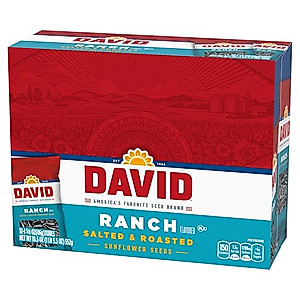 DAVID Roasted and Salted Ranch Sunflower Seeds, 1.625 oz, 12 Pack