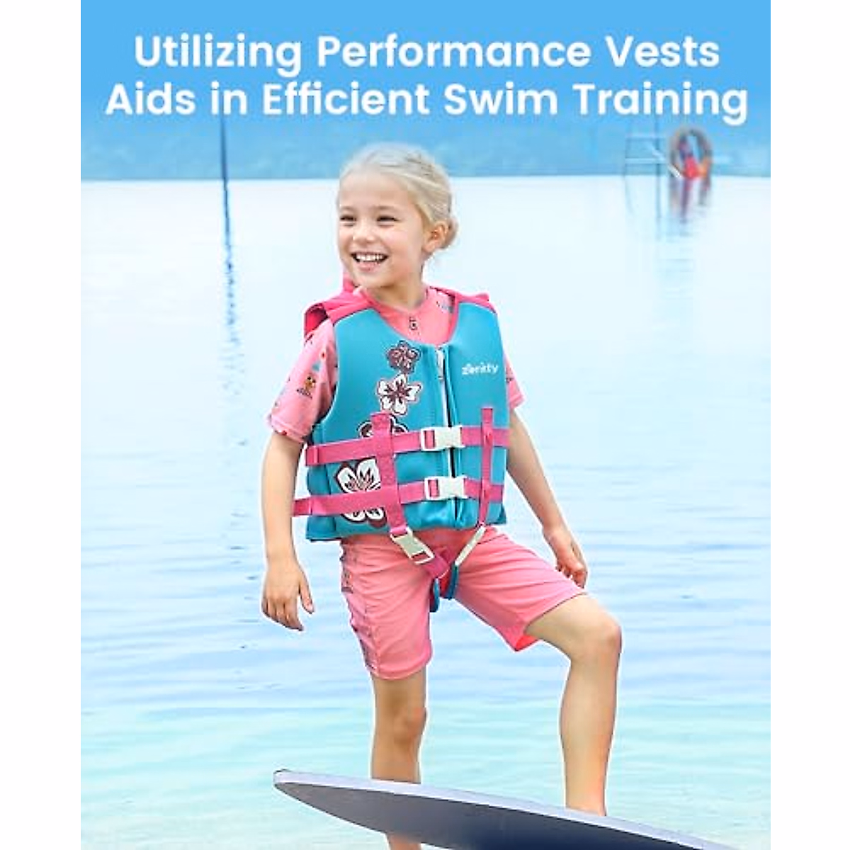 Zeraty Toddler Swim Vest Neoprene Kids Float Jacket Swimming Aid for Children with Adjustable Safety Strap Age 2-9+ Years/36-88Lbs