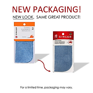 SINGER 00064 Faded Blue Denim Iron On Patches, 5-Inch X 5-Inch, 2-Count,