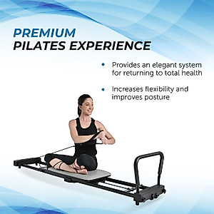 AeroPilates Reformer 287 - Pilates Reformer Workout Machine for Home Gym - Pilates Reformer with 3 Resistance Cords - Up to 300 lbs Weight Capacity