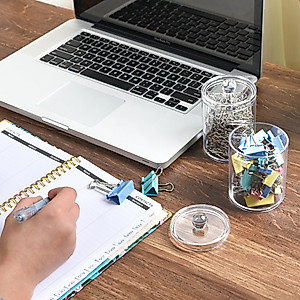 Emlim 3 PACK Clear Plastic Bathroom Vanity Canisters Jars,Holder Dispenser with Lid,Swabs Holder Jar Cotton Balls Pads For Bathroom Organization Office Dresser Organizer