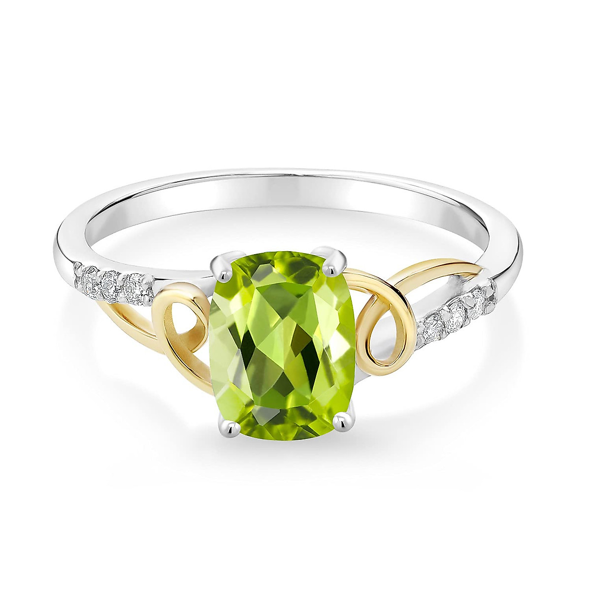 Gem Stone King 10K Yellow Gold and 925 Sterling Silver 8X6MM Cushion Gemstone Birthstone and Lab Grown Diamond Engagement Ring | Wedding Anniversary Promise Ring For Women