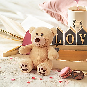 LotFancy Teddy Bear Stuffed Animal, 8 inch Brown Teddy Bear Plush Toy, Valentines Day Gifts for Girlfriend, Birthday for Kids