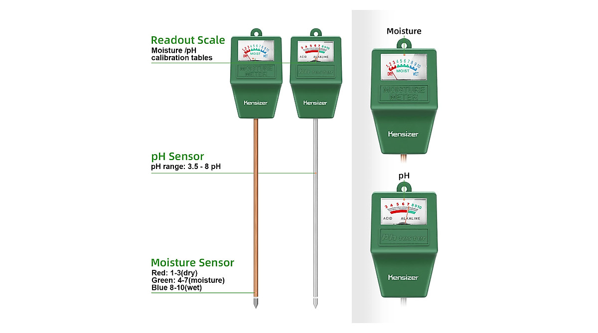 Kensizer Soil Tester - Accurate pH and Moisture Readings