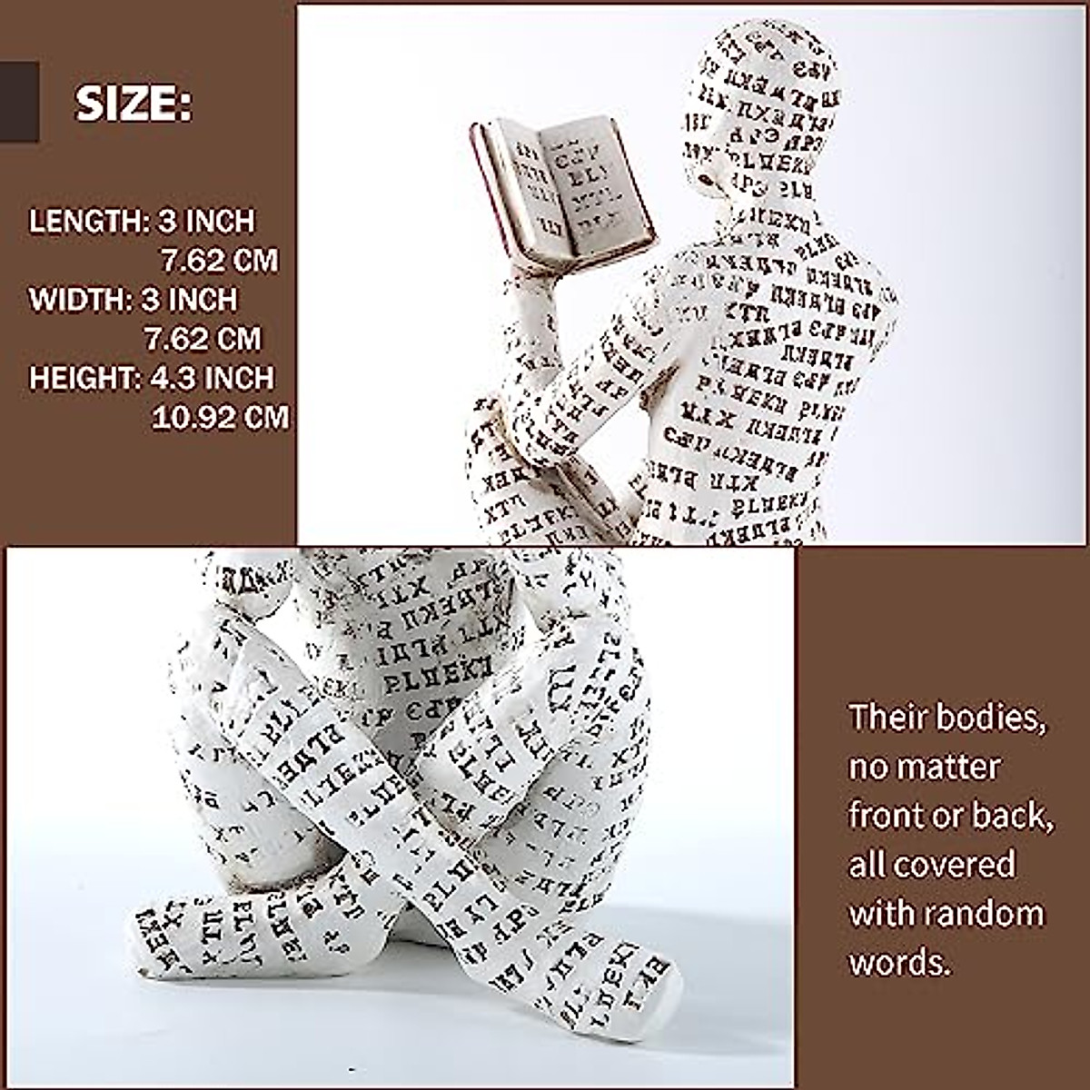 GRAPMKTG Home Decor Pulp Reading Women Thinker Statue Aesthetic Sculpture Room Decor Modern Abstract Decoration on Shelf Table Desk for Living Room Office Bedroom A