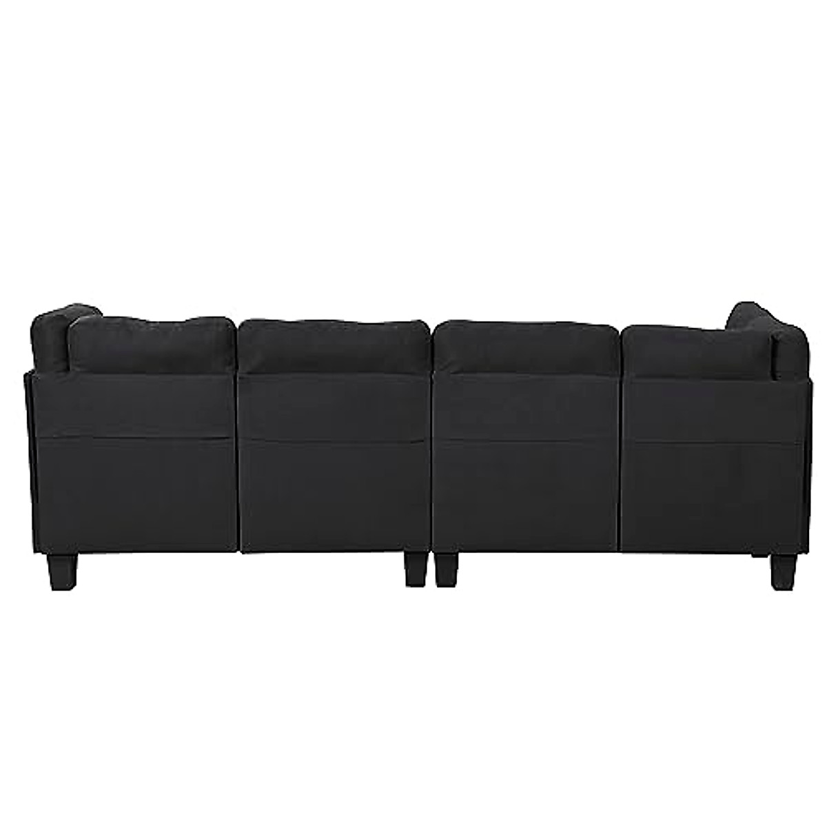 Casa Andrea Milano Modern Sectional Sofa L Shaped Couch with Reversible Chaise, Large Living Room Furniture, Black