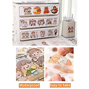 ToneGrip 100 PCS 4 Set Cute Stickers Cartoon PET Kawaii of Small Size Decals for Decoration DIY Laptop Water Bottles Diary Hand Account Scrapbook Daily Calendar Albums for Kids Teens Adults