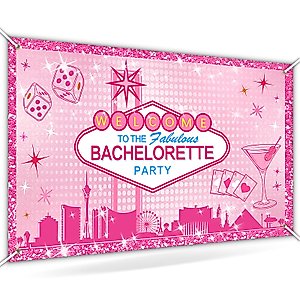 Avezano Las Vegas Bachelorette Backdrop Welcome Tofabulous Las Vegas Bachelorette Party Decorations Banner Pink Casino Casino Theme Prom Bachelorette Banner Supplies Props 70.8 x 43.3 Inch