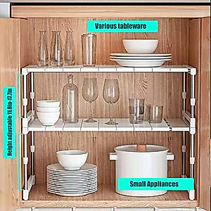HDAIUCOV Upgraded Tension Shelf, Expandable Cabinet Shelf,Adjustable Height Shelves, Cabinet Pantry Shelf,Organization and Storage for Kitchen/Bathroom/Closet/Camper 17.3"-20.47"（15" Width） 1pcs
