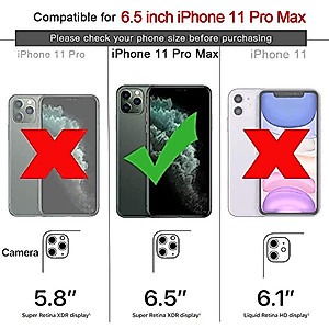 LAMEEKU Designed for iPhone 11 Pro Max Wallet Case, Case Wallet with Crosbody Leather Strap & Gold Chain Strap Compatible for iPhone 11 Pro Max-Black