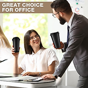 Honeydak 45 Pack Reusable Coffee Cups with Lids 16 oz Portable Tea Cups Reusable Hot Coffee Mugs Tumblers Bulk Plastic Tumblers Travel Drinks Mugs for Hot and Cold Drinks(Black)