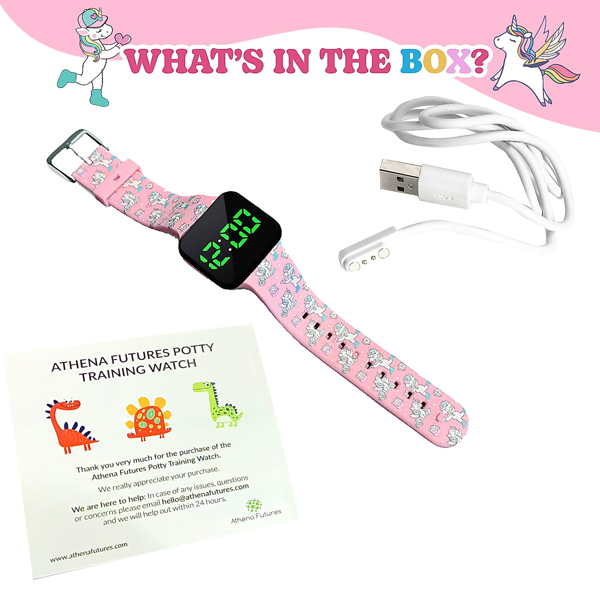 ATHENA FUTURES Potty Training Toilet Timer Watch for Girls & Boys, Fun Flashing Lights, Music, Rechargeable, Smart Sensor, Alarm, Kids, Baby & Toddler Potty Train Toilet Timer, Pink