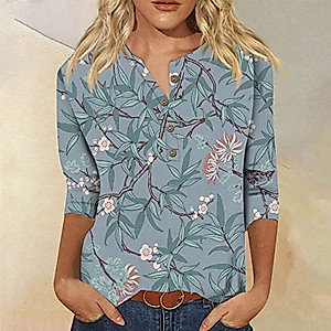 Womens Tops 3/4 Length Sleeves Dressy Casual Womens Tops 3/4 Length Sleeves Tunic Shirts for Women Things Fall by Chinua Achebe Gold Tank Top Women Halloween Town Tops for Women Green Tops