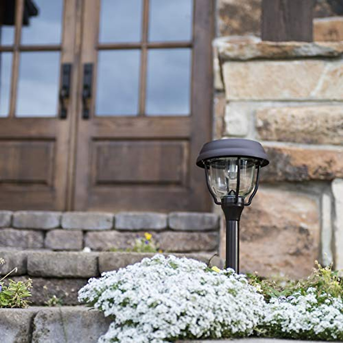 SOLARBASICS SB-145 DC Pathway Solar Landscape Accent Light, Dual Warm/Bright White Bulb, LED, Oil Rubbed Bronze, 4-Pack