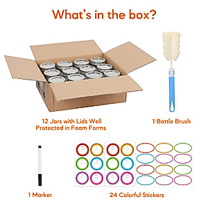 Jaisie.W Mason Jars 8 oz with Lids&Bands 12Pack, Small Canning Jars 8 oz - 8 oz Glass Jars with Lids for Oats/Jelly/Jams/Crafts/Candles