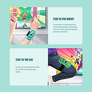 HEATFUN Wrist Bands for Dance 2023 2022 Switch, Adjustable Hand Strap for Joy-Cons Controller, One Size for Adult and One Size for Child - 2 Pack (Animal Crossing Blue and Green)