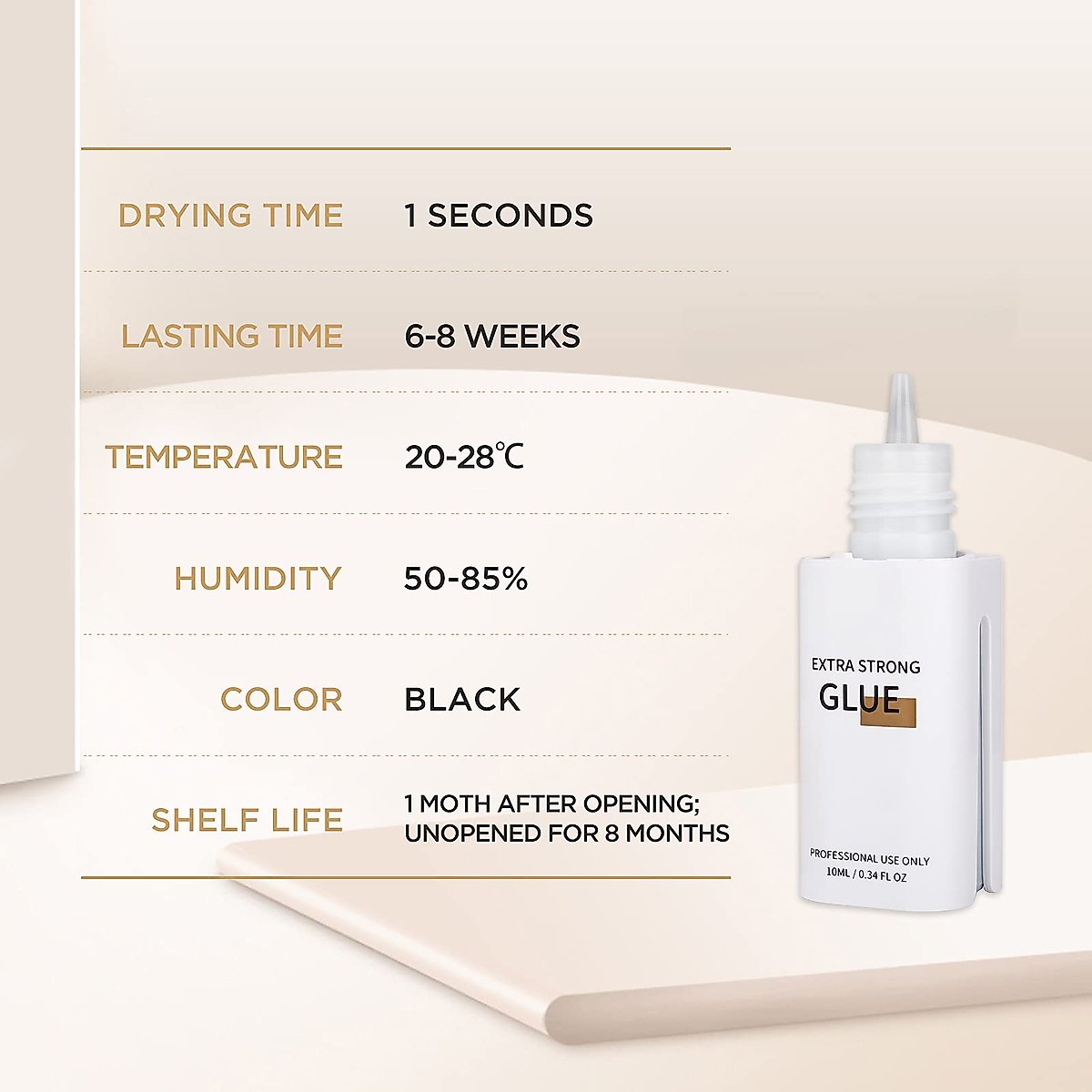 LASHVIEW Eyelash Extension Glue,Lash Extension Glue,Precise Drop Technology Glue,Accurate 0.03ml Per Drop,Maximum Bonding Power,1 Sec Dry Time,Long-Lasting Time,10ml